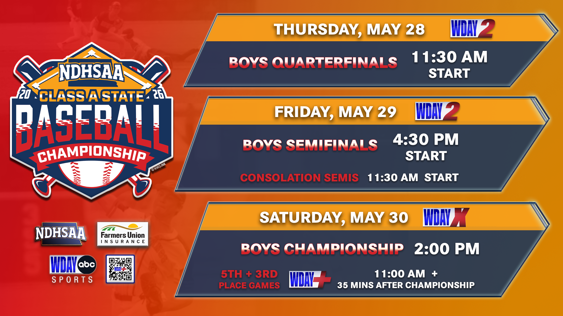 2026 NDHSAA Class A Baseball State Tournament TV & Live Video Web ...