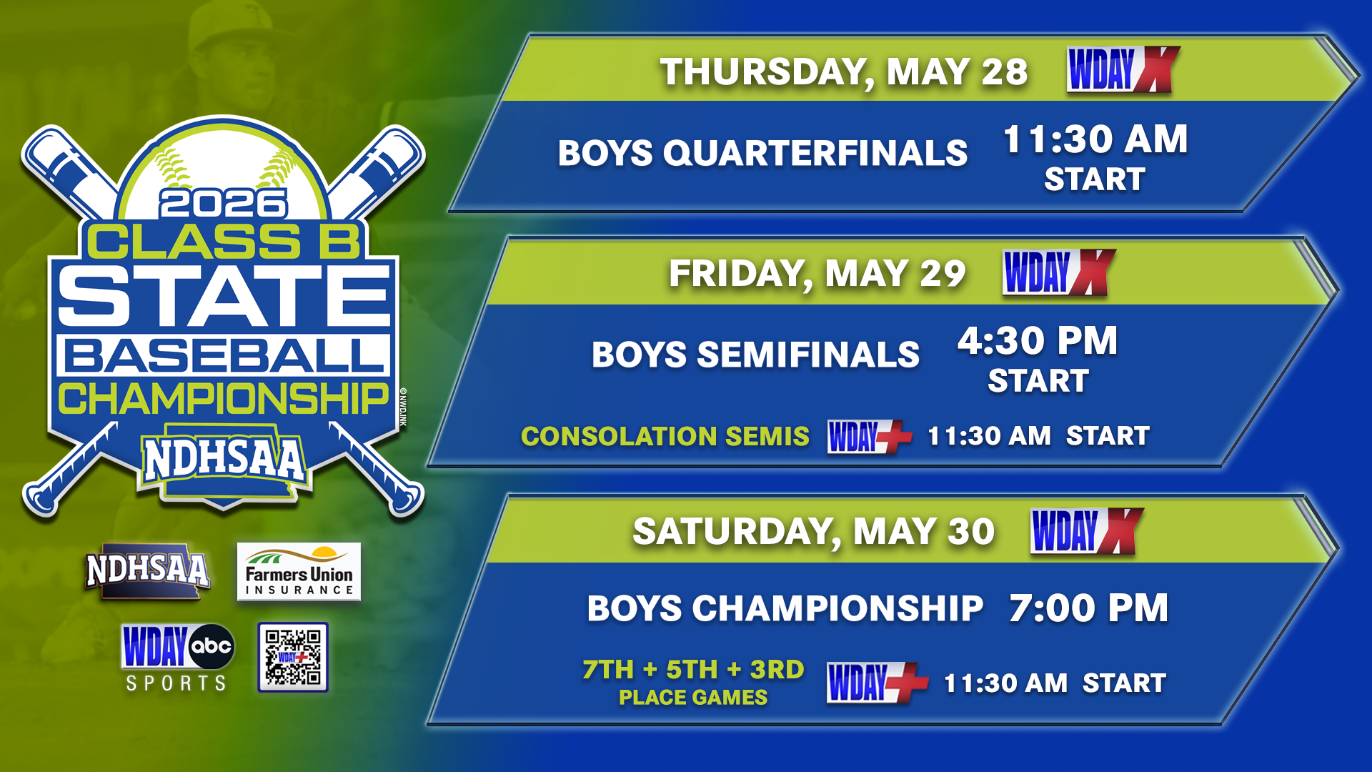 2026 NDHSAA Class B Baseball State Tournament TV & Live Video Web ...