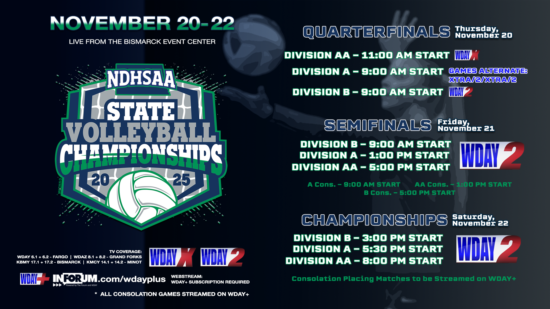 2025 NDHSAA Volleyball State Tournament TV & Live Video Web Stream ...